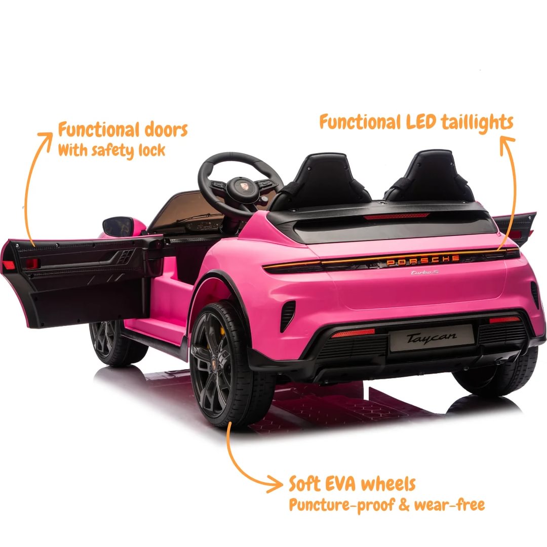 Porsche Taycan Turbo S Electric Kids Car 24V (2-seater) - Pink - Berghoff toys