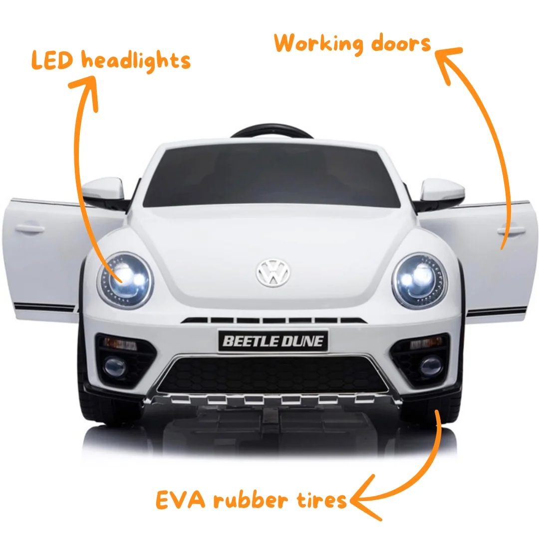 Volkswagen Beetle XL Ride-on Kids Car 12V - White - Berghoff toys