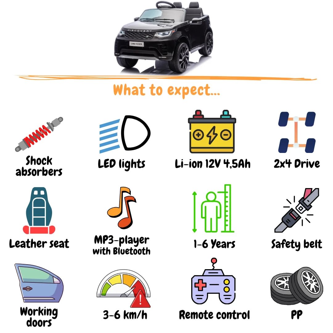 Land Rover Discovery Kids Car 12V - Black - Berghoff toys
