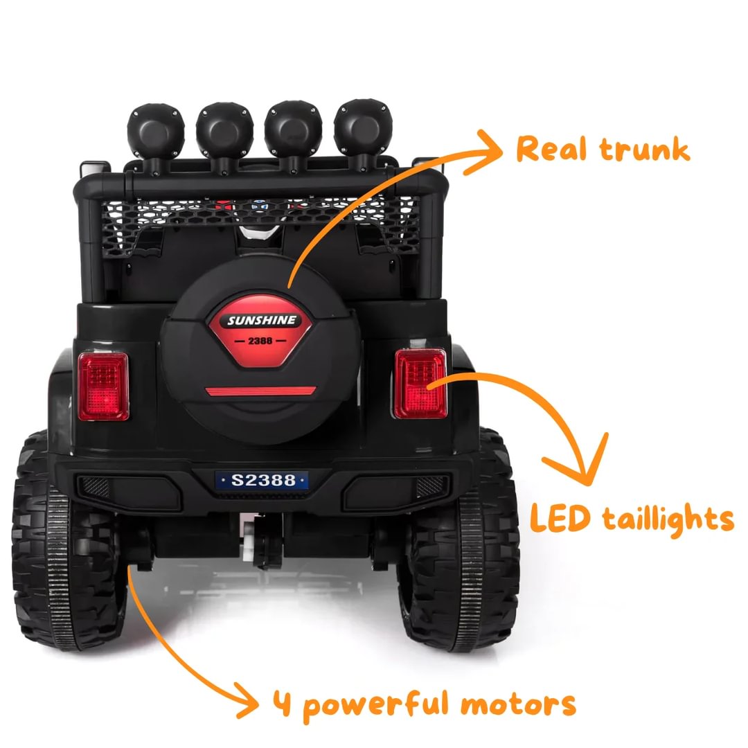 Electric Ride-on Jeep 4x4 kids Car 12V - Black - Berghoff toys