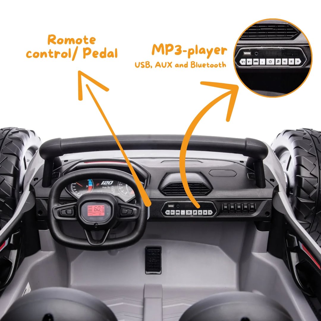 Mud-Master Kids Ride-on Car 24V (2-seater) - Grey - Berghoff toys