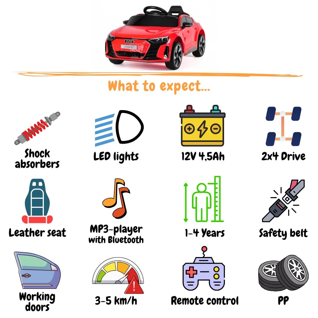 Audi e-Tron GT Electric Kids Car 12V - Red - Berghoff toys