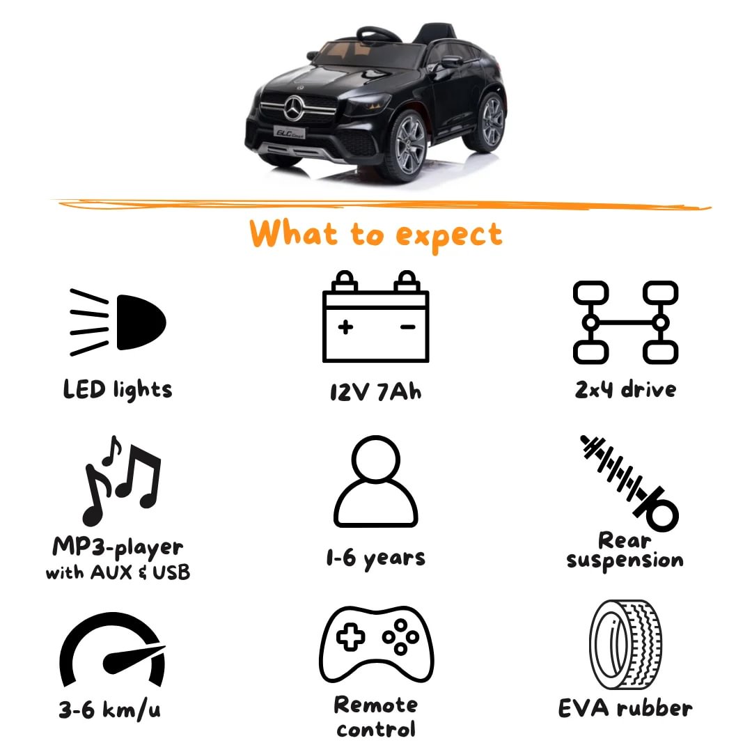 Mercedes GLC Coupé Ride-on Kids Car 12V - Black - Berghoff toys
