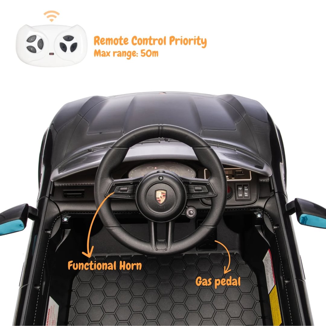 Porsche Taycan Turbo S Electric Kids Car 12V - Black - Berghoff toys