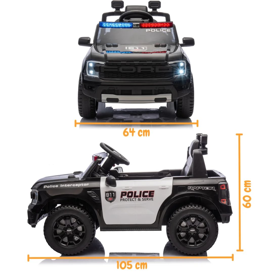 Ford Raptor Police Ride-on Electric Car 12V - Black - Berghoff toys