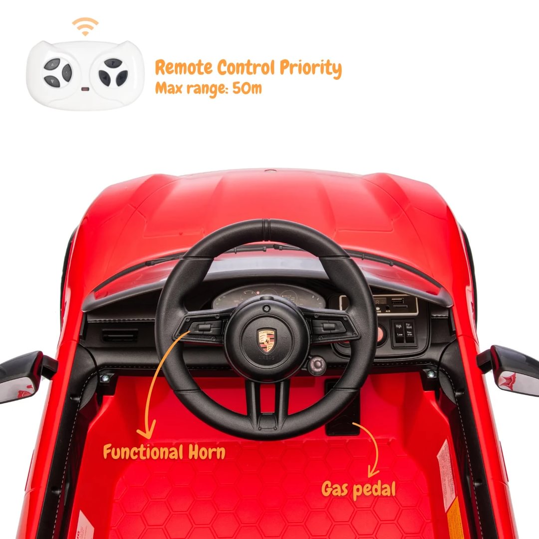 Porsche Taycan Turbo S Electric Kids Car 12V - Red - Berghoff toys