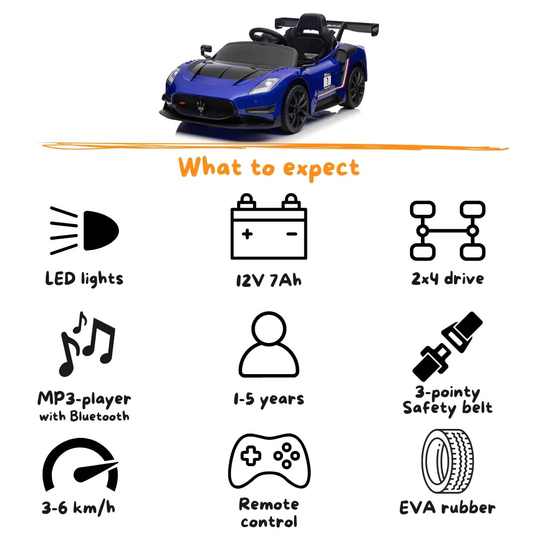 Maserati MC20 GT2 Electric Kids Car 12V - Blue - Berghoff toys