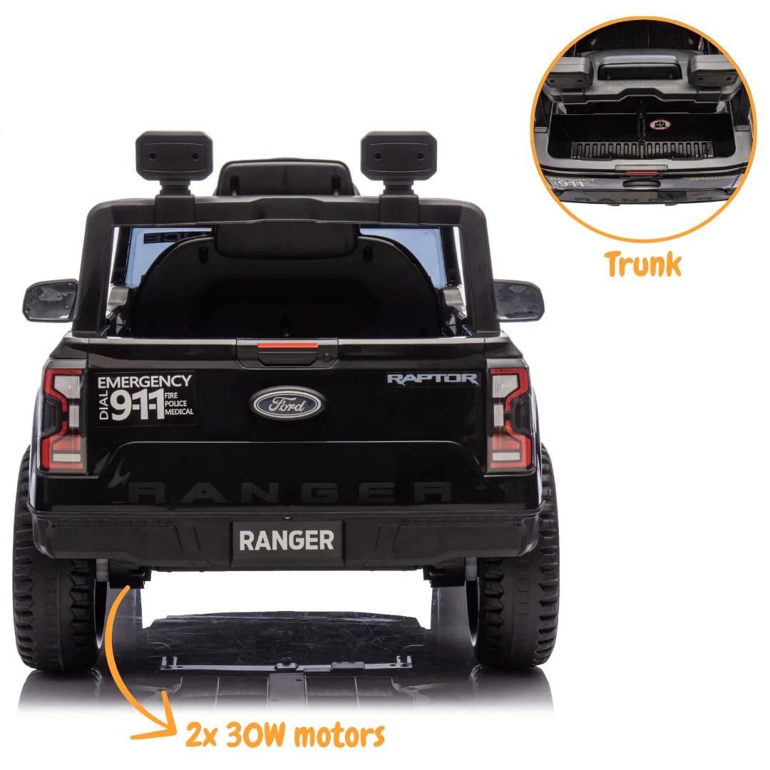 Ford Raptor Police Ride-on Electric Car 12V - Black - Berghoff toys