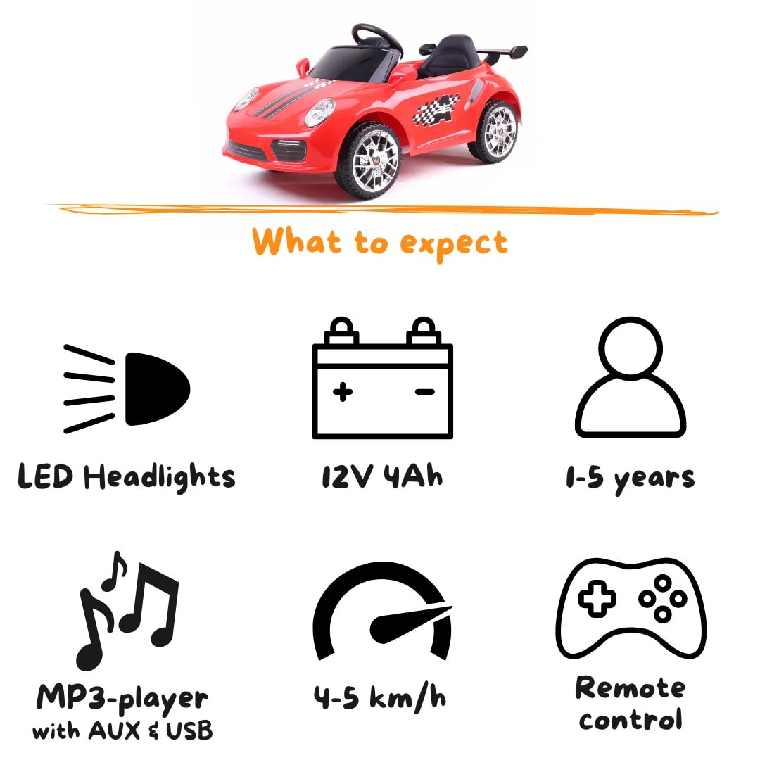 Ride-on Kids Car Porsche 911-Style 12V - Red - Berghoff toys