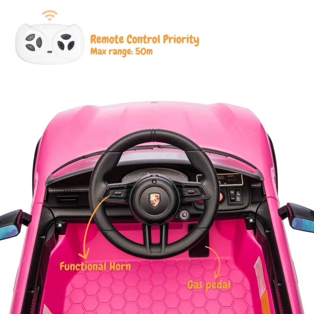 Porsche Taycan Turbo S Electric Kids Car 12V - Pink - Berghoff toys