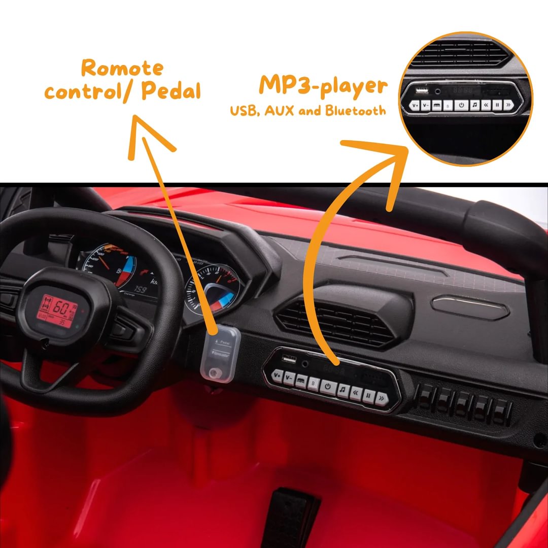 Mud-Master Kids Ride-on Car 24V (2-seater) - Red - Berghoff toys