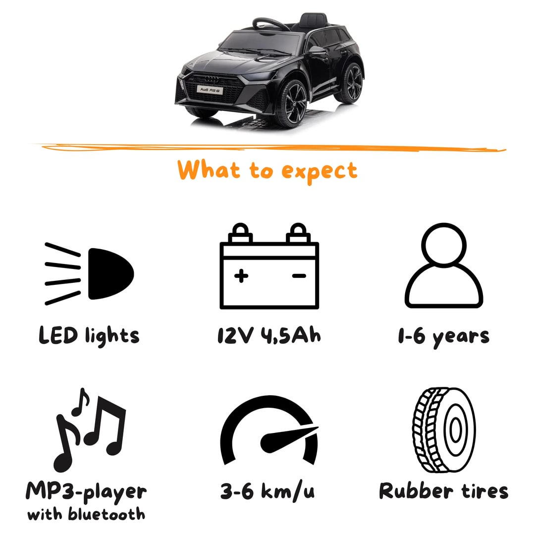 Audi RS6 Electric Kids Car 12V - Black - Berghoff toys