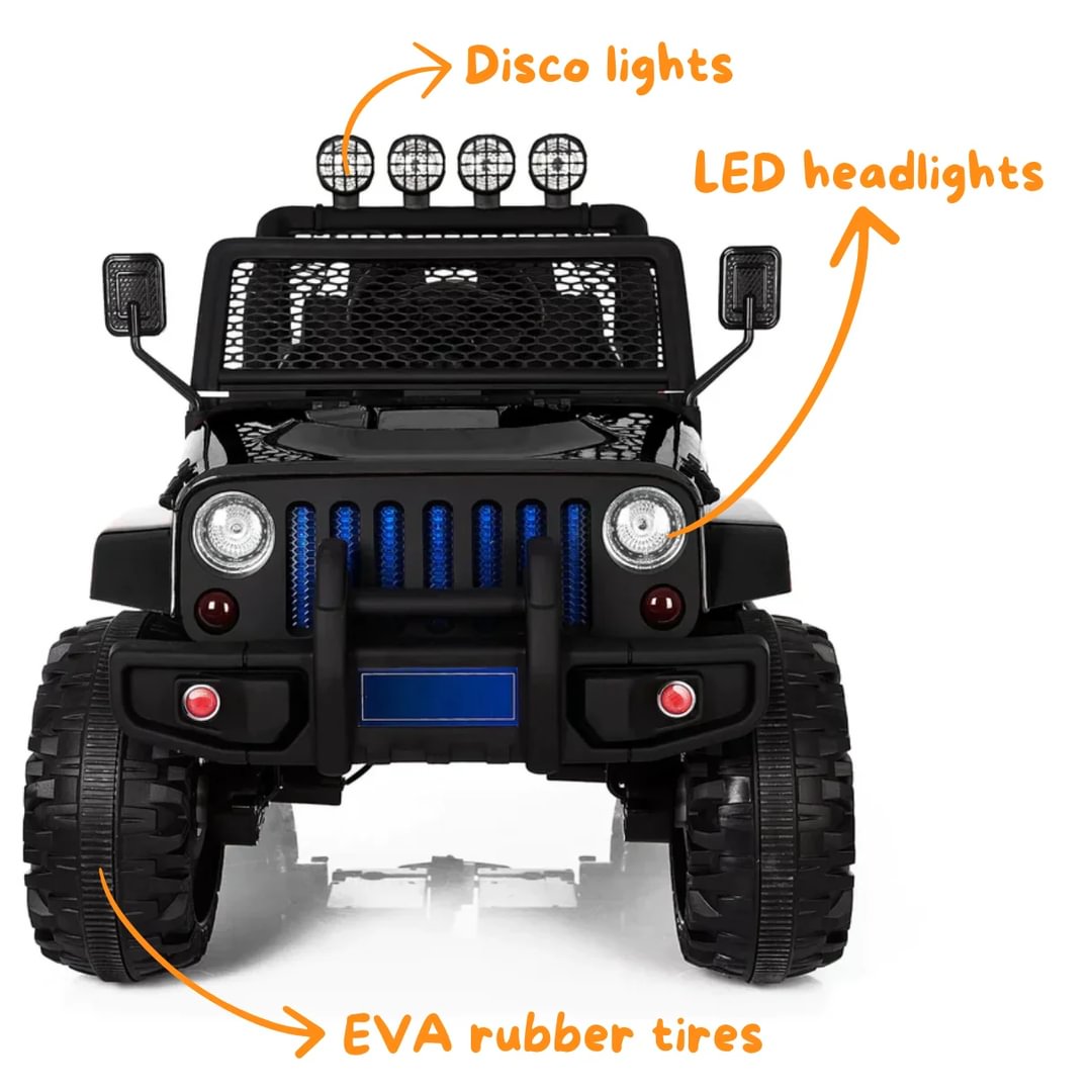 Electric Ride-on Jeep 4x4 kids Car 12V - Black - Berghoff toys