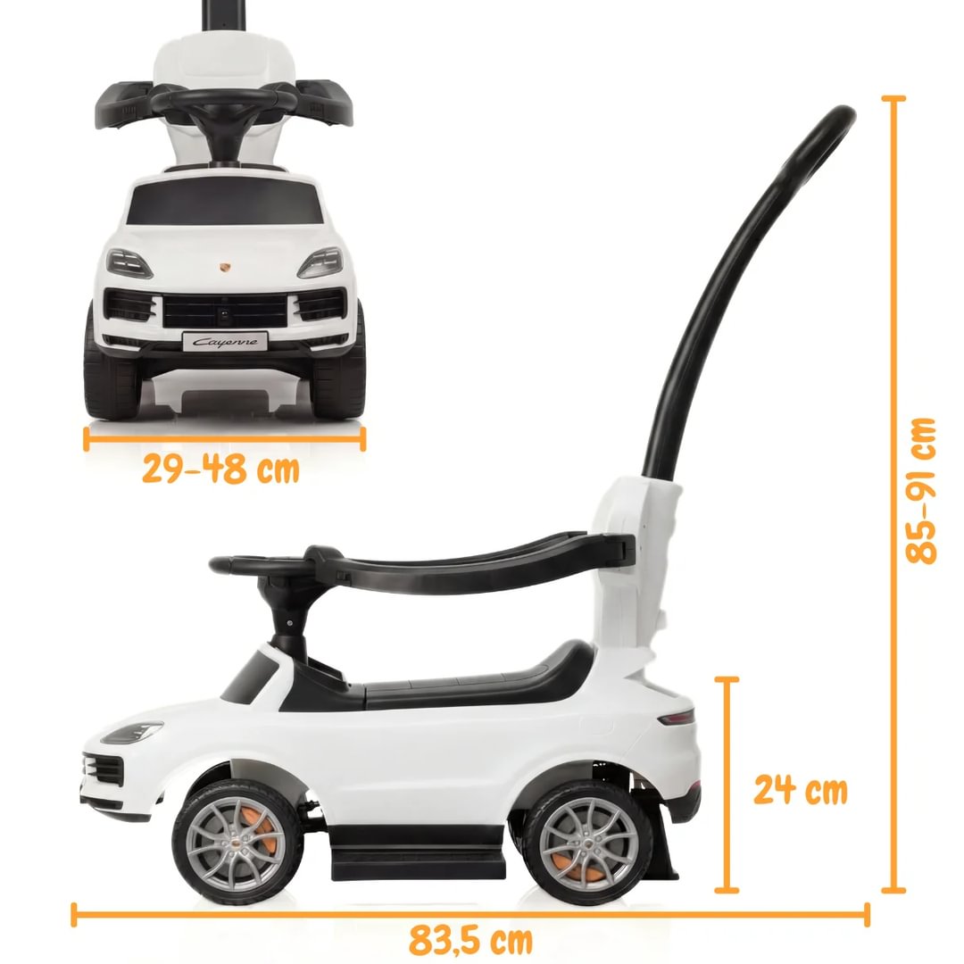 Porsche Cayenne Ride-on Car with Push Bar - White - Berghoff toys