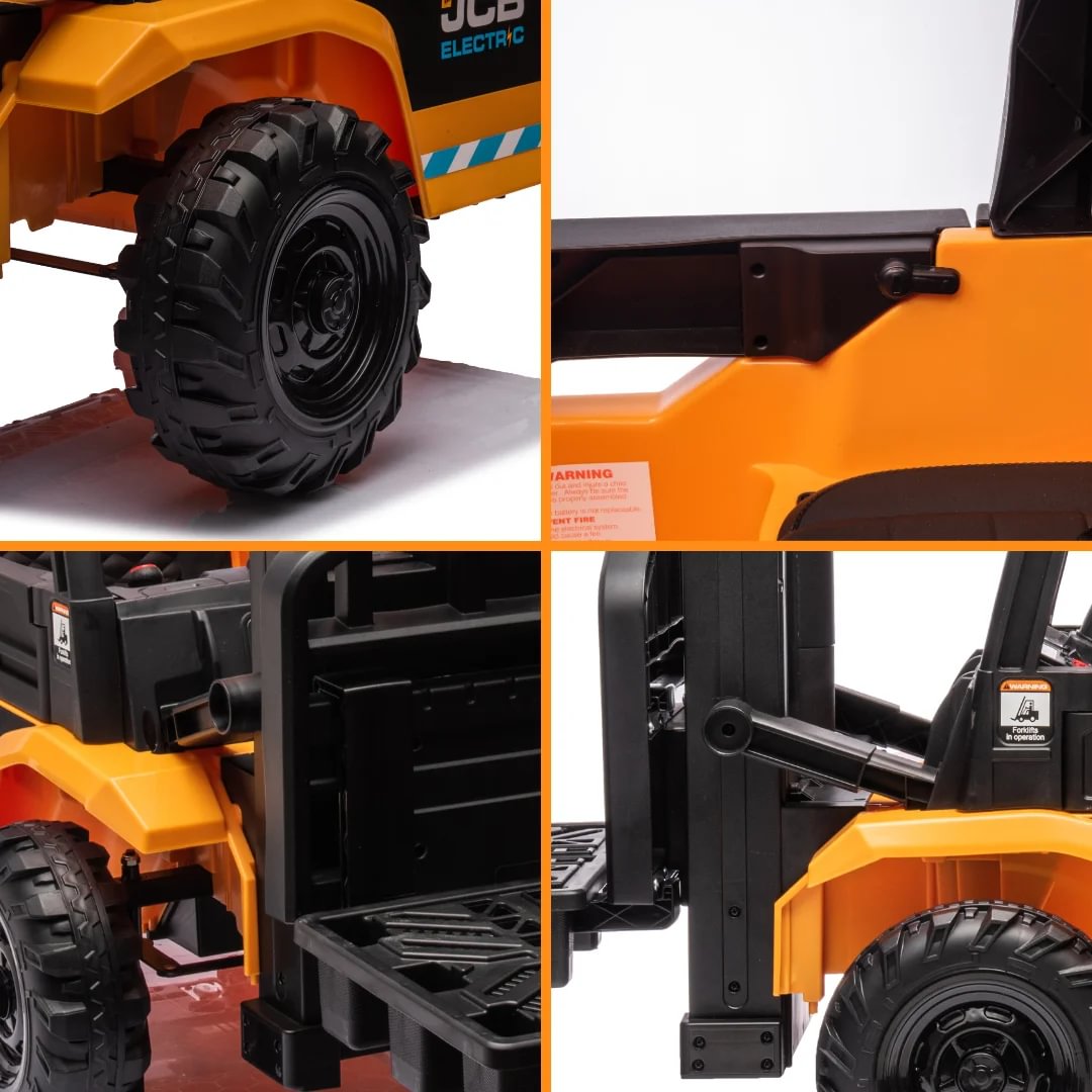 JCB Ride-on Forklift for Kids 12V - Yellow - Berghoff toys