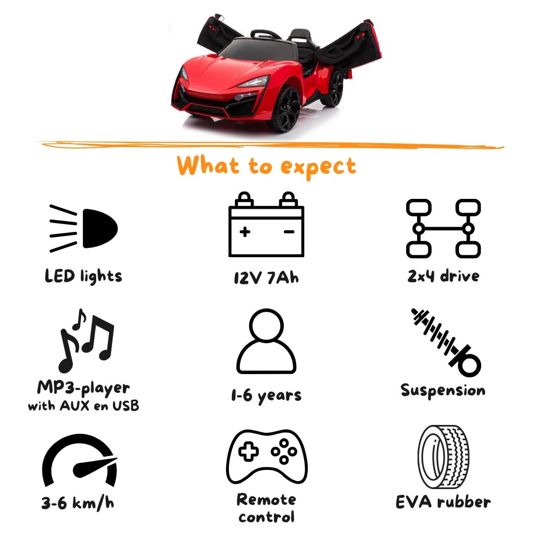 Spider 12V Ride-on Kids Car - Red - Berghoff toys