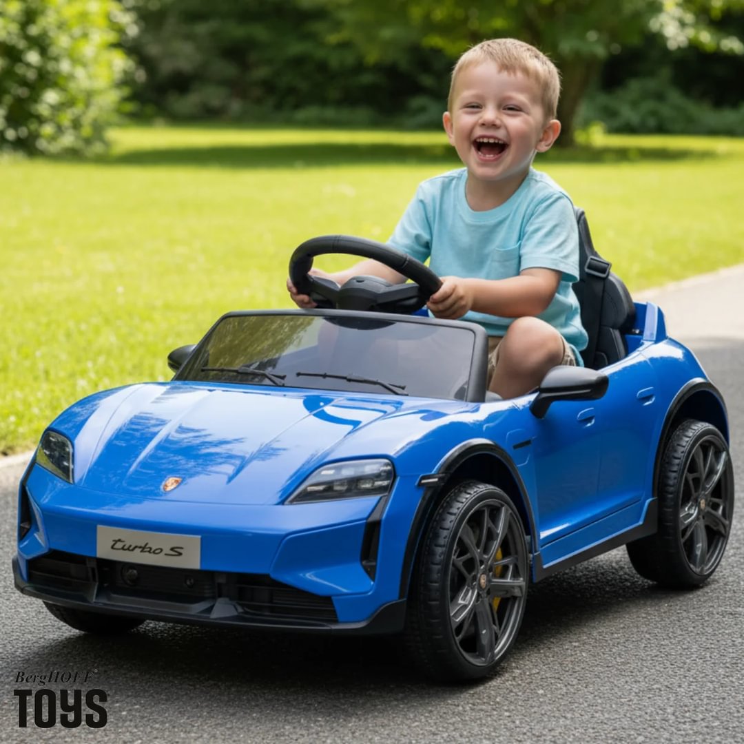 Porsche Taycan Turbo S Electric Kids Car 12V - Blue - Berghoff toys