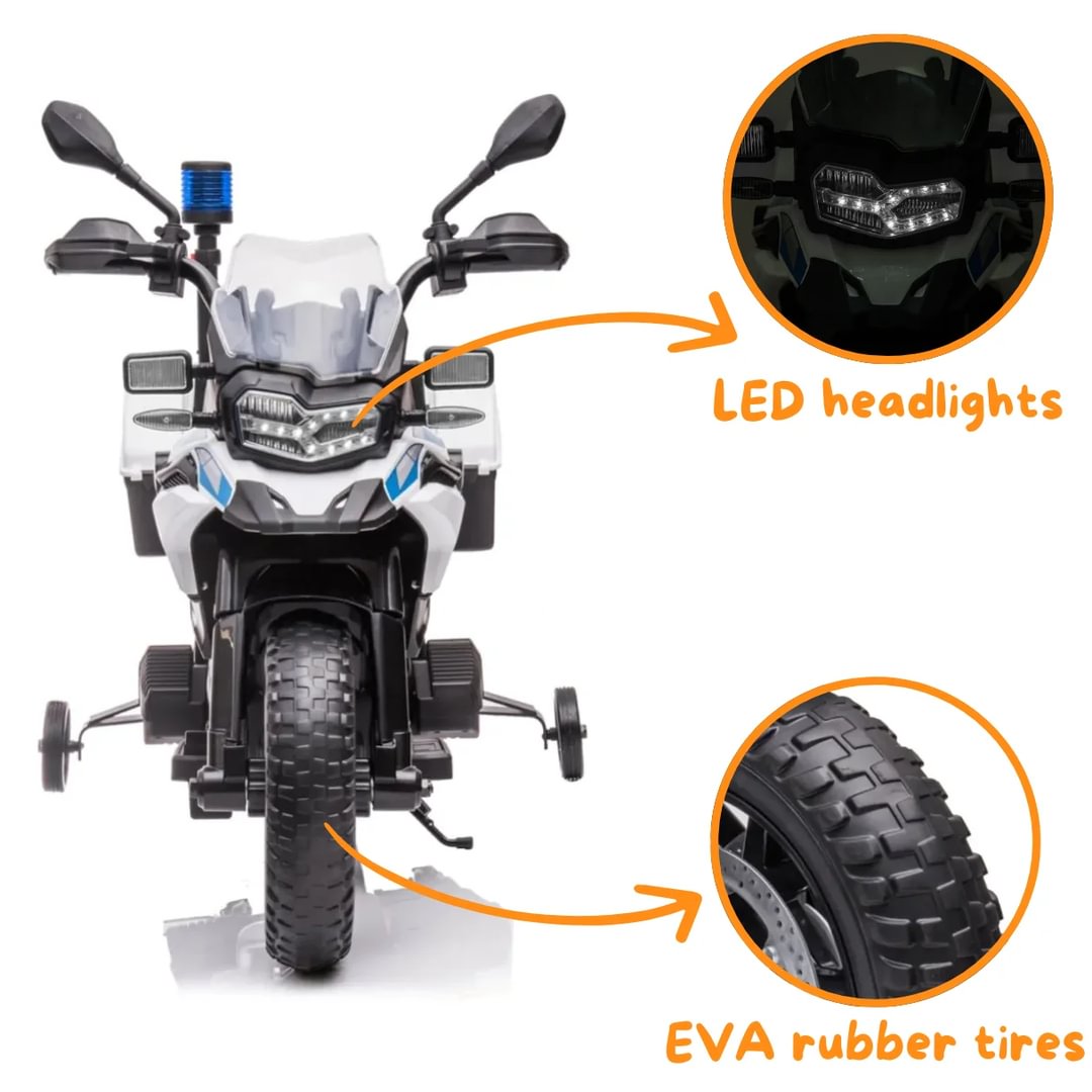 BMW F850 GS Ride-on Police Motorcycle 12V - White - Berghoff toys