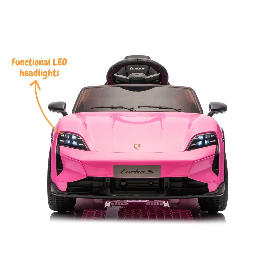 Porsche Taycan Turbo S Electric Kids Car 12V - Pink - Berghoff toys